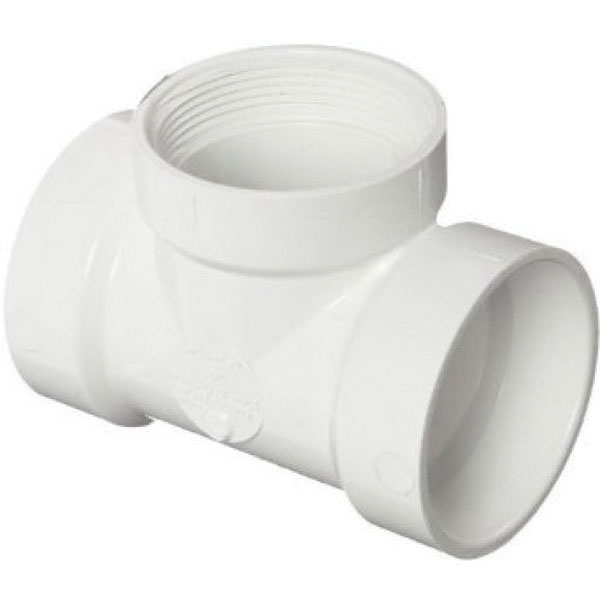 Eastern Industrial Supplies Inc | White PVC DWV Flush Cleanout Tee, Hub x Hub x FNPT